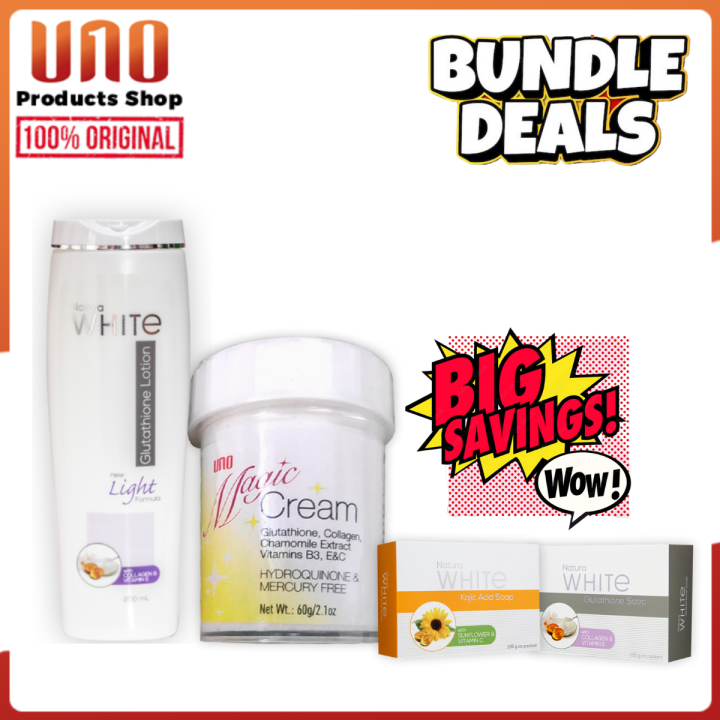 UNO BUNDLE Magic Cream Glutathione Lotion and Soap Kojic Soap | Lazada PH