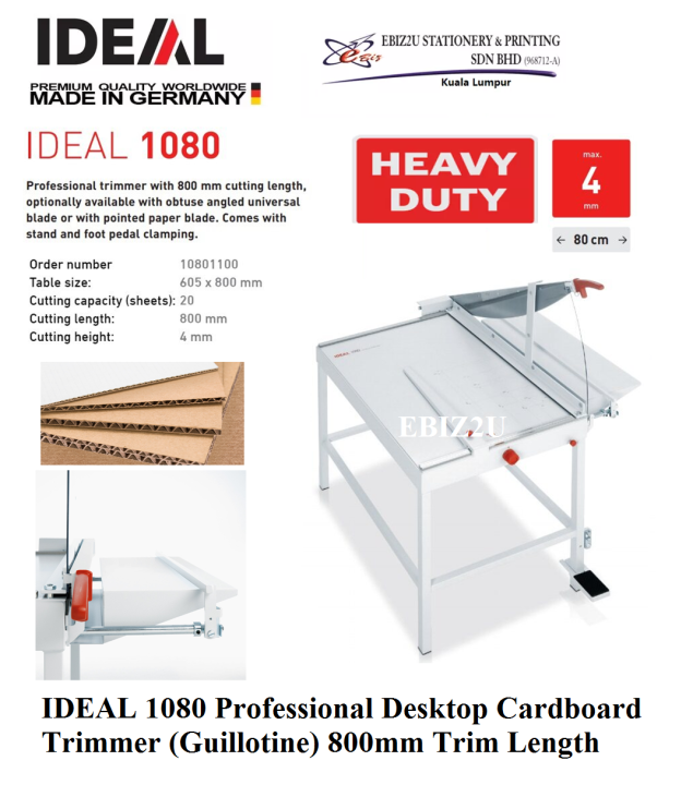 IDEAL 1080 Professional Desktop Cardboard Trimmer (Guillotine) 800mm ...