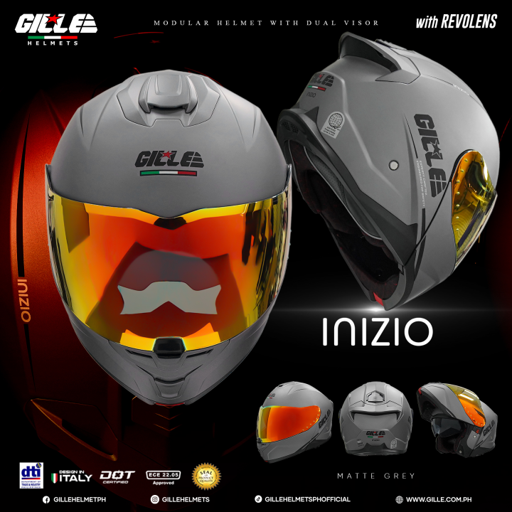 GILLE YM-833 INIZIO Modular Helmet Full Face Dual Visor For Motorcycle ...