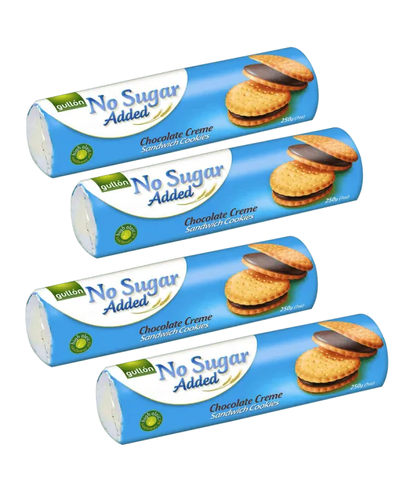 Gullon No Added Sugar Chocolate Sandwich Biscuit Bundle Pack 4x250g ...