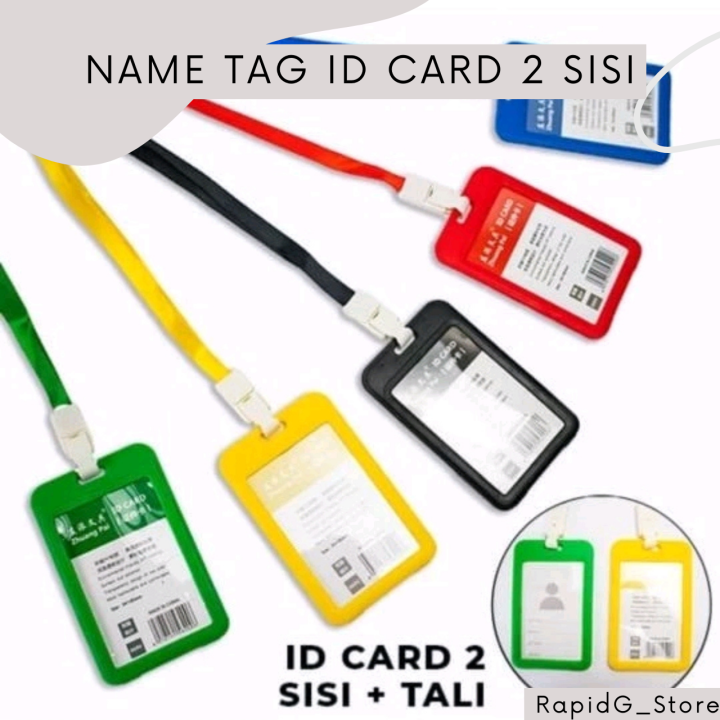 Lanyard Name Tag Id Card Holder 2 Sisi Nilon + Tali / Nametag / Id Card ...