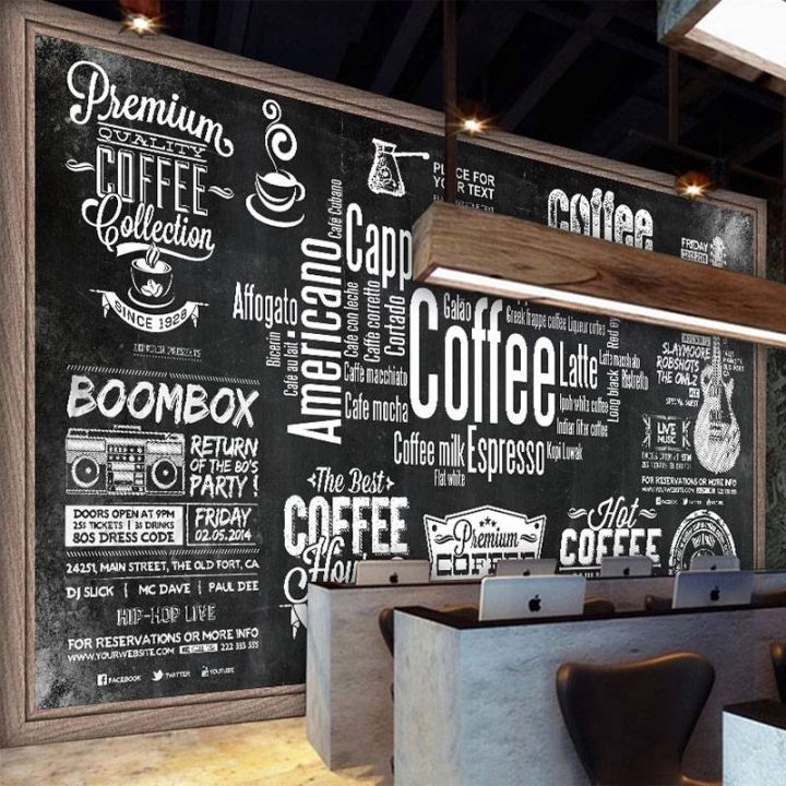 Custom 3D Wallpaper Retro Hand Painted Blackboard Coffee Graffiti ...