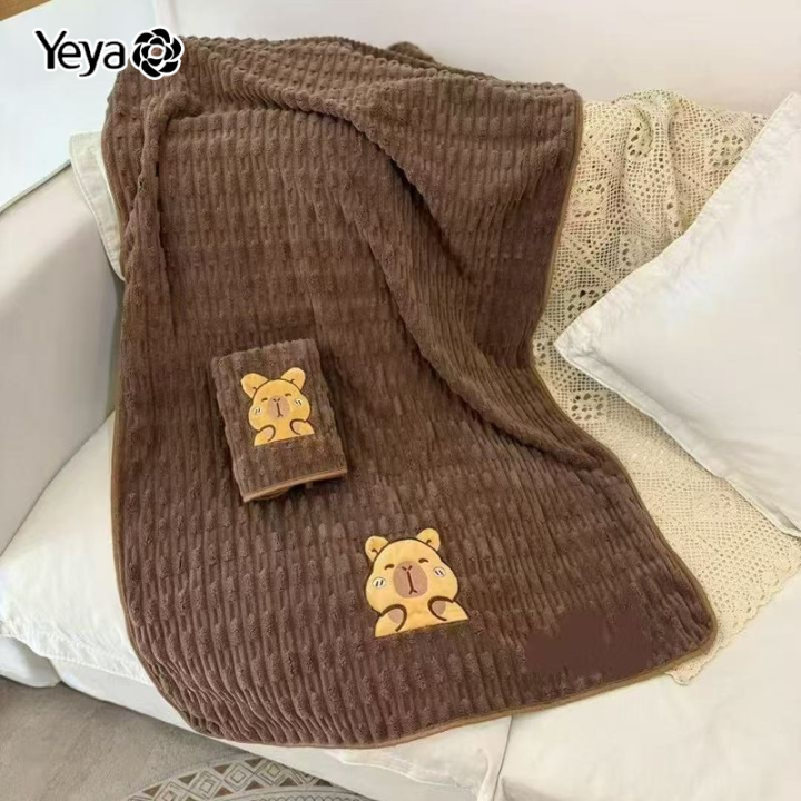 YEYA ผ้าขนหนูขนแกะคาปิบาราน่ารักผ้าขนหนูขนแกะปะการังซับน้ำนุ่ม | Lazada ...