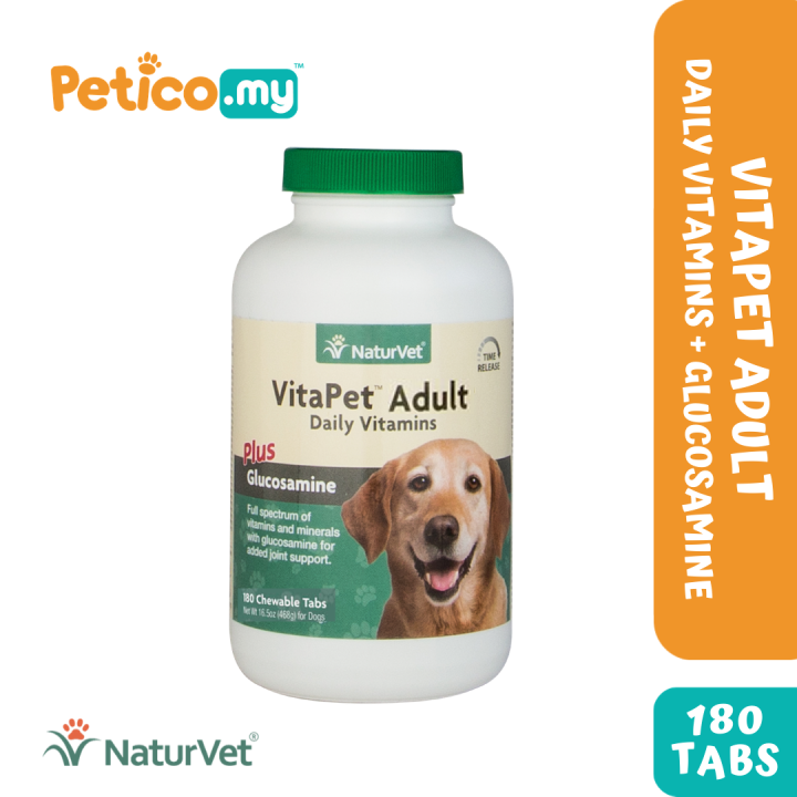 NaturVet VitaPet Adult Daily Vitamins for Dogs Plus Glucosamince (180 ...