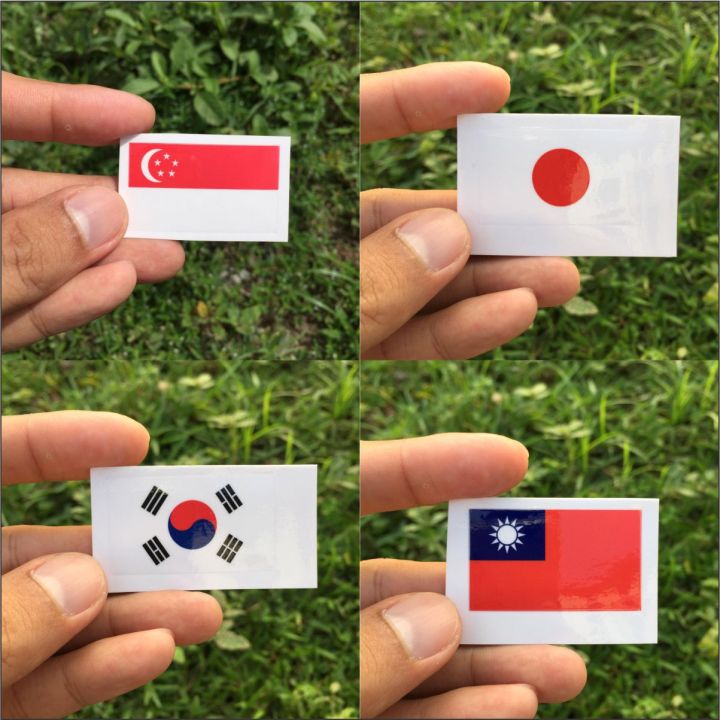 japan, singapore, taiwan, south korea flag sticker (with gloss ...