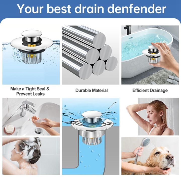 Copper Tub Plug, Catcher 2-In-1 -Up Design, Hair Catching for Drain ...