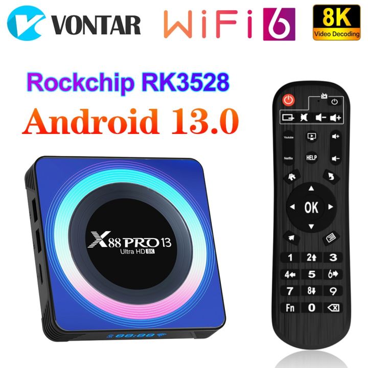 X88โปรร็อคชิป RK3528 64bit สี่คอร์ Android13.0 13กล่องทีวี Cortex-A53 ...