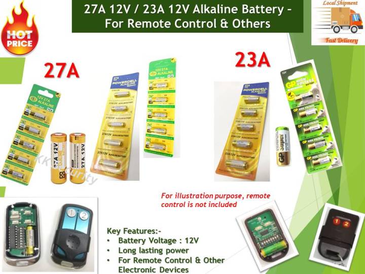 27A 12V / 23A 12V Alkaline Battery (GN / Powercell / Soeinity / GP ...