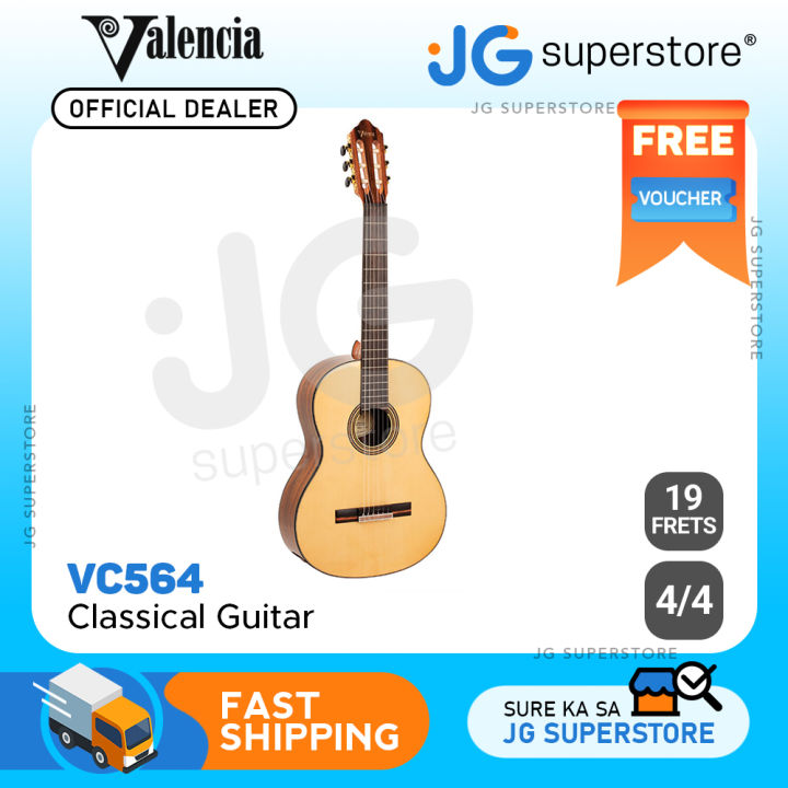Valencia 560 Series 4/4 Style Classical Guitar with 6-String Nylon, 19 ...