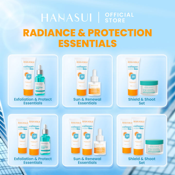 Hanasui Skincare Set | Collagen Water Sunscreen SPF 30 Power Bright ...