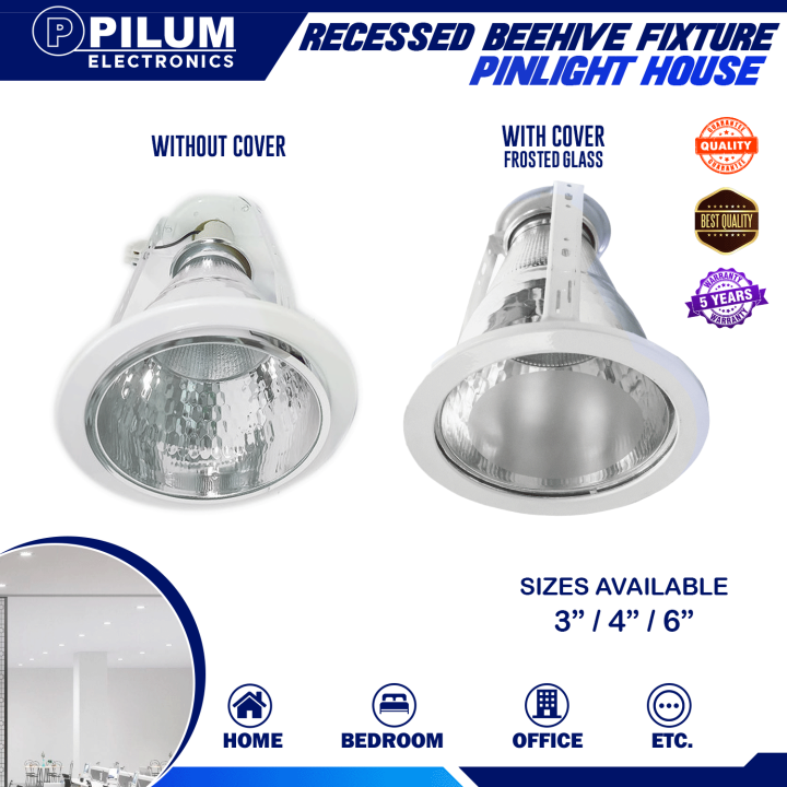 Pinlight Housing Beehive Recessed / LED E27 Fixture / Frosted Glass /3 ...