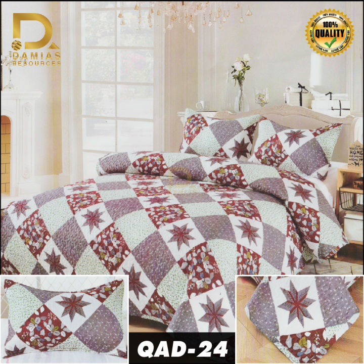 Homestay Cadar Patchwork Cotton Sejuk Set Queen AIZHOU 3 Dalam 1 Promosi Raya dan Merdeka | Lazada