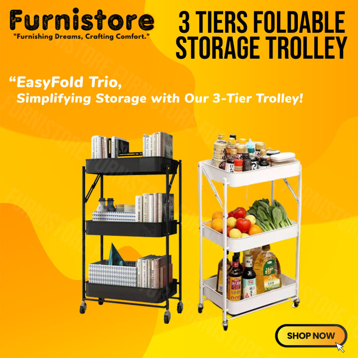 Furnistore 100% Full Steel 3 Tiers Foldable Kitchen Multi-functional ...