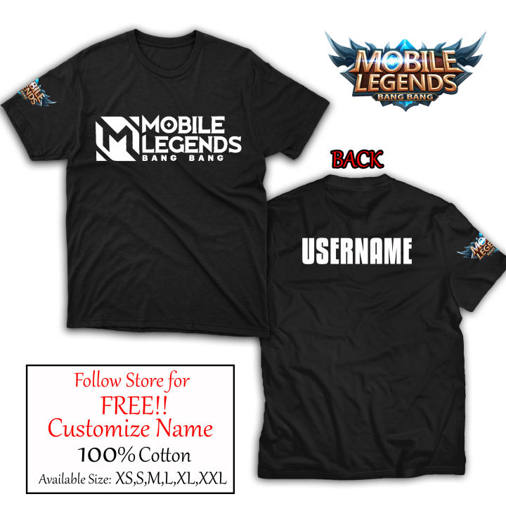 MOBILE LEGENDS NEW LOGO CUSTOMIZE USERNAME/IGN SHIRT (ML13) | Lazada PH