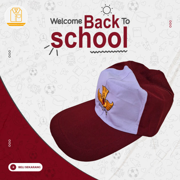 Topi sd merah polos dan merah putih bordir isi 20 pcs | Lazada Indonesia