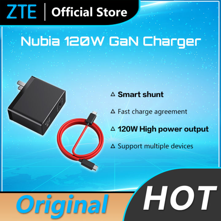 Original ZTE Nubia 120W GaN Charger Type-C Port 6A Cable RedMagic 120W ...