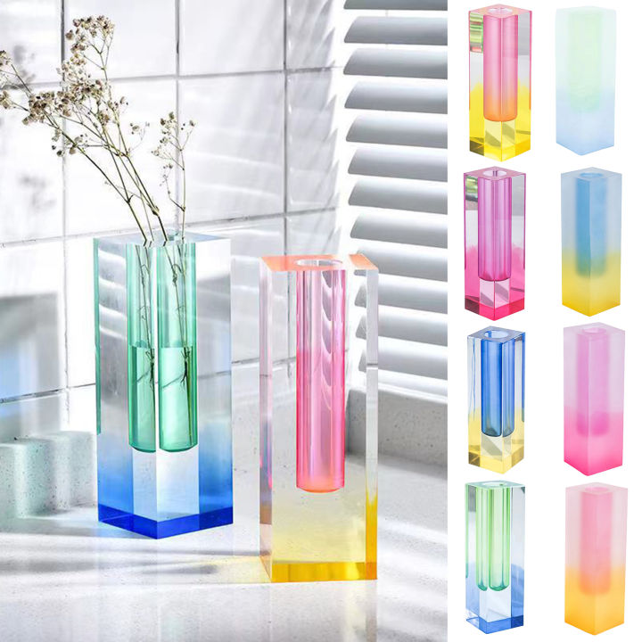[Phoenix Mall] Cuboid Vase Light Luxury European Style Faux Crystal ...