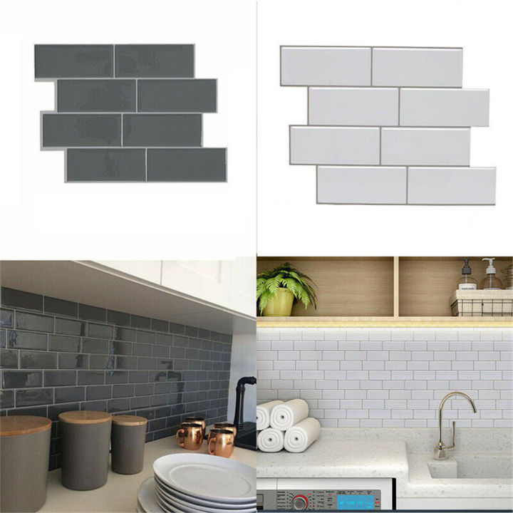 【COD+IN STOCK】DIY Subway Tile Grey Brick 3D Self Adhesive Decal Kitchen ...