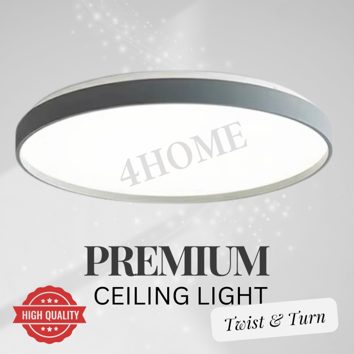 Premium Space Grey Minimalist LED Ceiling Light 36W 96W Hamburger GSE ...