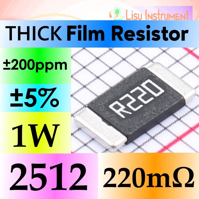 10 Buah - 220mΩ 2512 ±5% Thick Film Resistor SMD Chip Resistor 0.22R ...