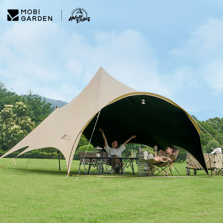 MOBI GARDEN Camping Tarp Sun Shelter Canopy Black Coating Flysheet Anti ...