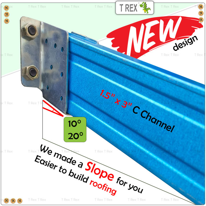 T Rex DIY 1.5" x 3" C Channel Roofing Frame Wall Mount Bracket Hardware ...