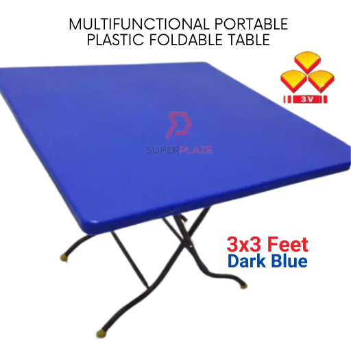 Dark Blue 3V 3x3 Feet Multifunctional Portable Plastic Foldable Table ...