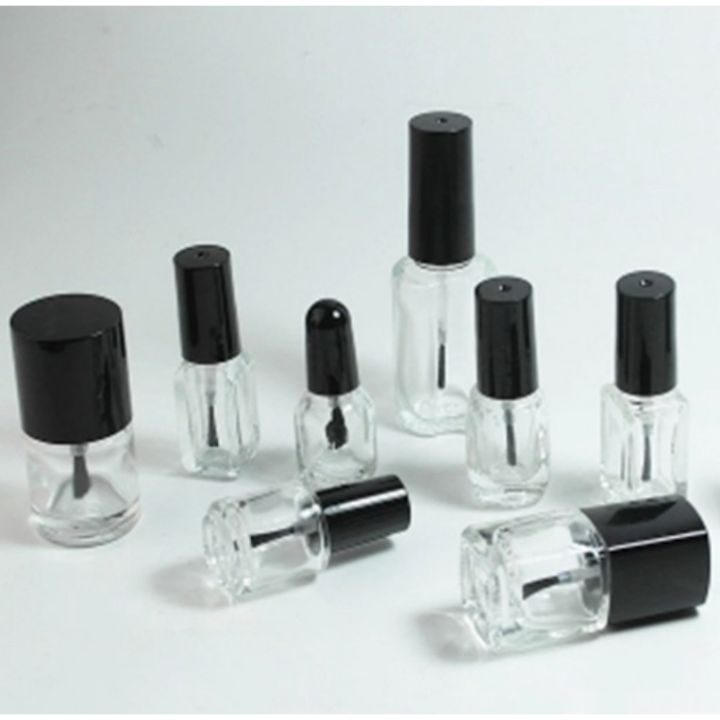 Empty Nail Polish Glass Clear Round Square Bottle Container with Lid ...
