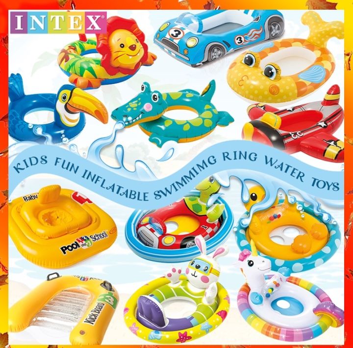 INTEX Inflatable Baby Float Swimming Ring Cute Cartoon Water Toys Play ...