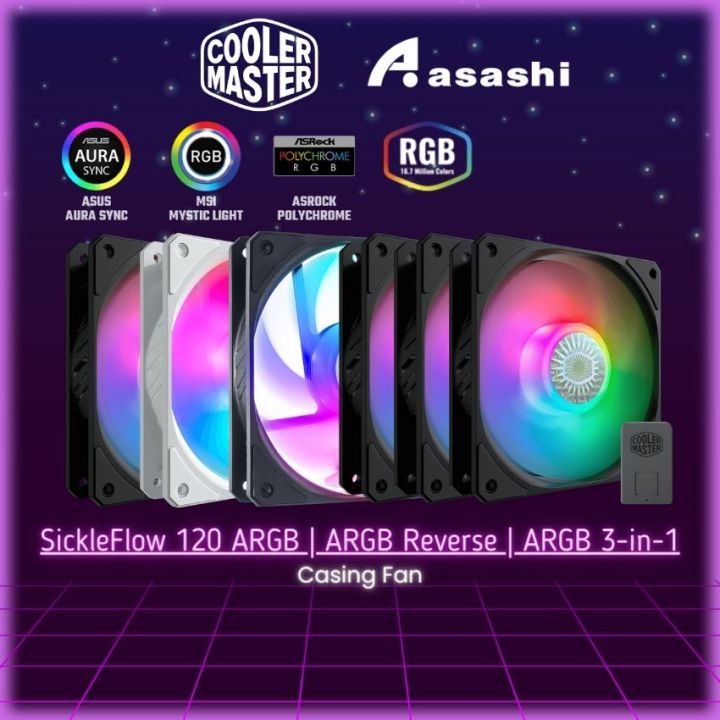 Cooler Master SickleFlow 120 ARGB / 120 ARGB REVERSE / 120 ARGB 3 in 1 ...