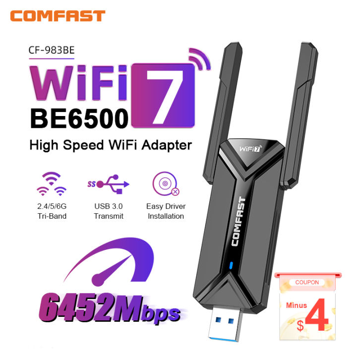 COMFAST WiFi7 USB Adapter BE6500 WiFi Card 5G 6G USB3.0 Wireless ...