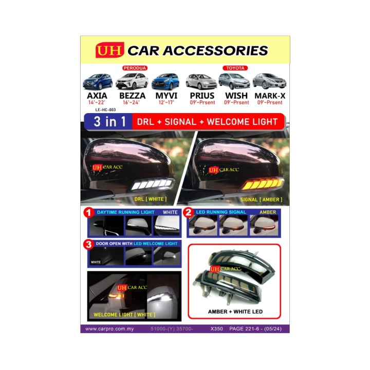 AXIA BEZZA MYVI PRIUS WISH DRAGON SCALE SIDE MIRROR SMOKE LED WITH ...