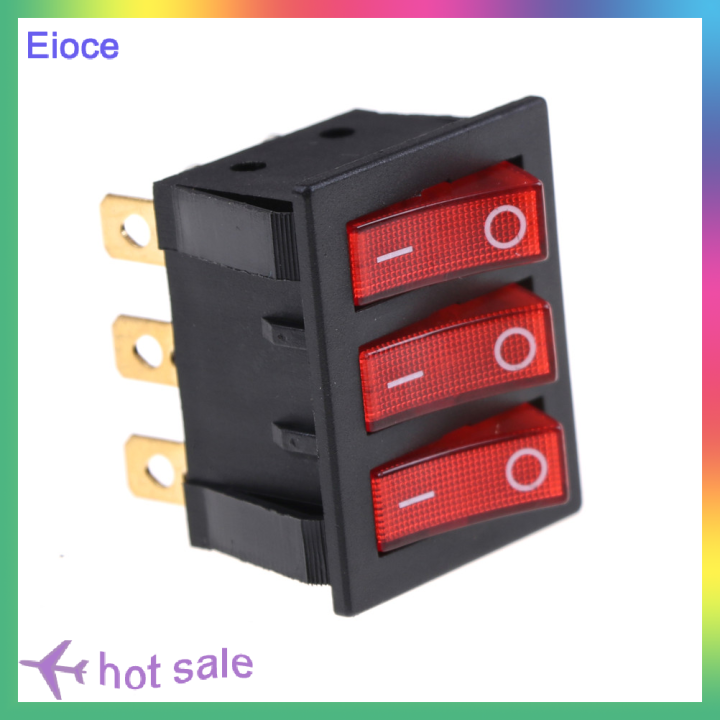 Eioce KCD3 34x40 Big Rocker Switches With Red Light Three-Way Switch 9 ...