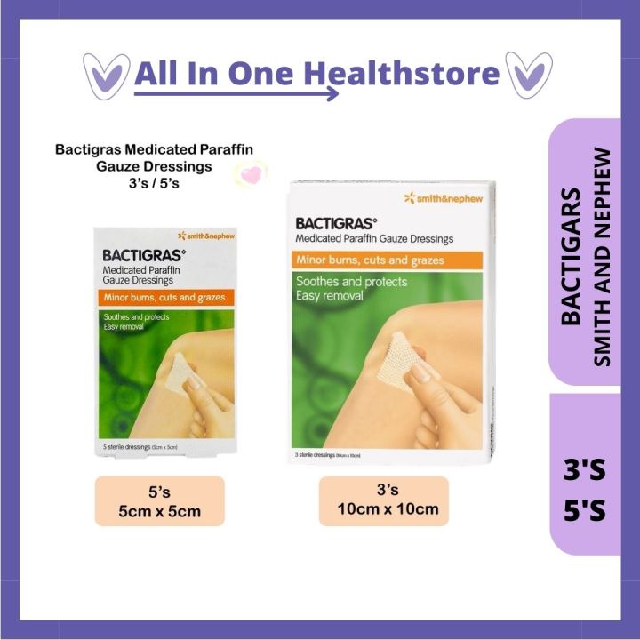SMITH&NEPHEW BACTIGRAS 10CM X 10CM 3'S/ 5X5CM 5'S | Lazada
