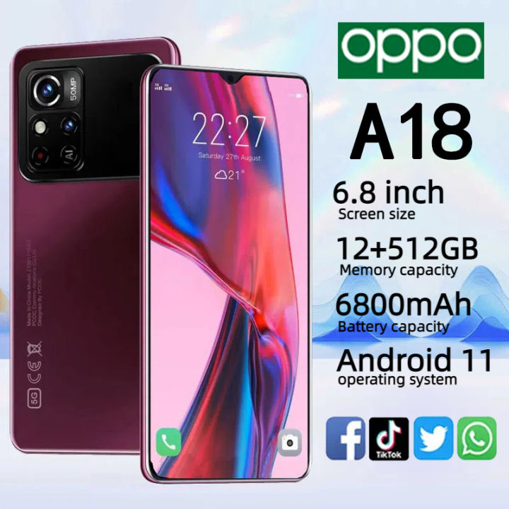 Smartphone OPP0 A18 6.7 inch 12+512GB Android 5G WIFI Android Support 2 ...