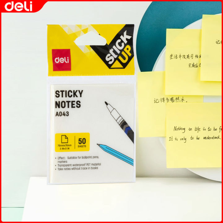 Deli Sticky Notes Set Pad Sticker 30 Sheets Transparent 1pc EA043 ...