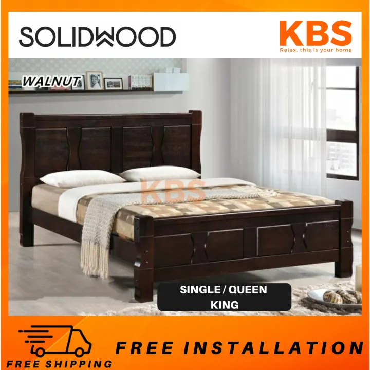 FREE Installation+Shipping) KBS Petersfield FULL SOLID WOOD Bed Frame ...
