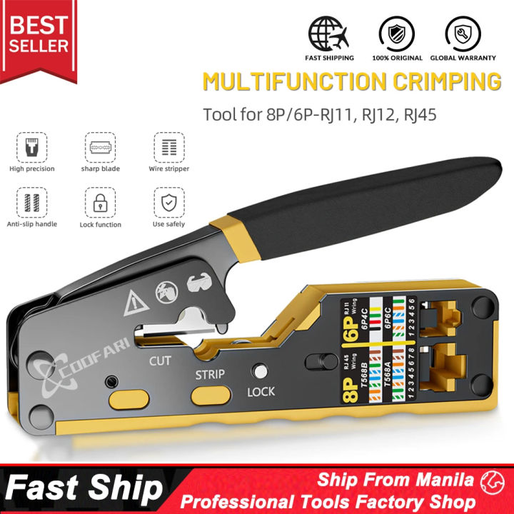 EZ-Type RJ45 Network Crimper - 3-in-1 Crimp/Cut/Strip Lan CAT8/7/6A/6 ...