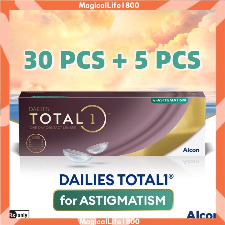 (30pcs/box + 5pcs) Alcon Dailies Total 1 Toric Daily Disposable Clear ...