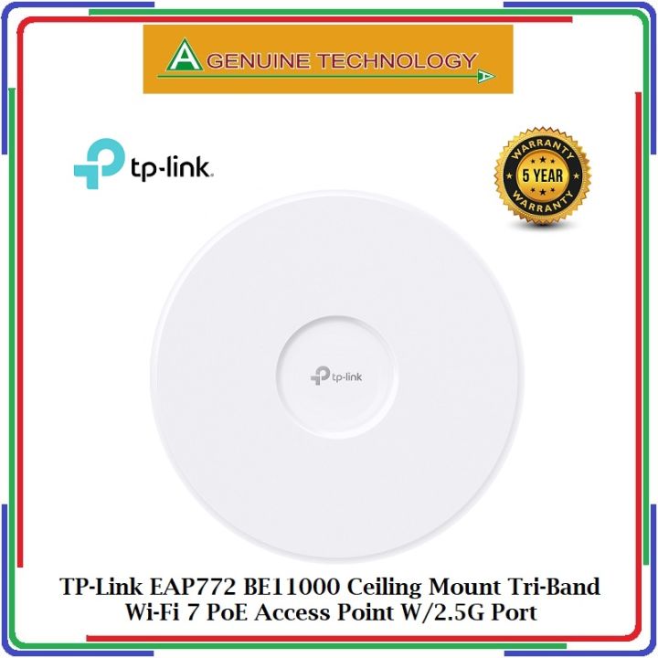 TP-Link EAP772 BE11000 Ceiling Mount Tri-Band Wi-Fi 7 PoE Access Point - 5 Years Warranty ...