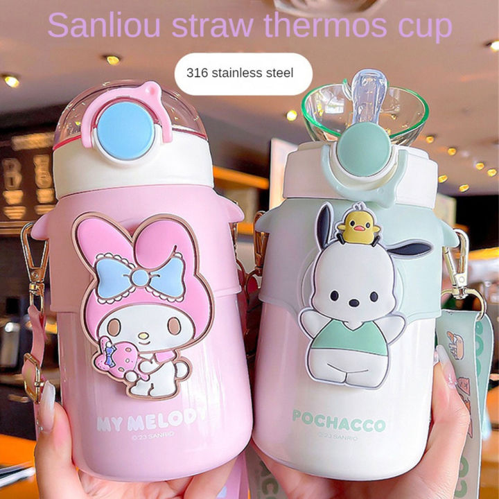 Hourser 570ML sanrio Straw Cup stainless steel Insulation Cup heat-resisting vacuum cup Pochacco ...