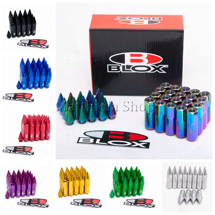 Blox 20pcs 12X1.5 Spiked Aluminum 60MM Extended Tuner Wheels Rims Lug ...