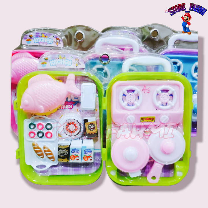 Mainan masak masakan koper set kompor mainan lengkap dengan koper kecil ...