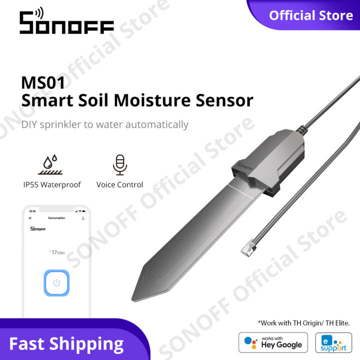 SONOFF MS01 Smart Soil Moisture Sensor Waterproof Soil Moisture Detector Smart Sensor Humidity ...