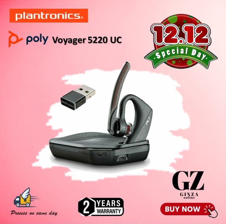 POLY / PLANTRONICS VOYAGER 5200-UC BLUETOOTH HEADSET / EARBUDS (#206110-102) - BLACK c/w BT700 ...