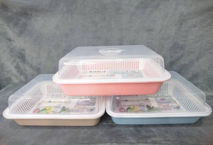 ชุดถาดคว่ำแก้ว รุ่นมีฝาปิด ขนาด36.5 x 26.5 x 13 cm KEYWAY No.K-439 ชุดถาดคว่ำแก้วพร้อมชั้นรอง ...