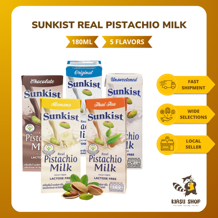 Sunkist Real Pistachio Milk 180ml Chocolate Original Unsweetened Thai ...