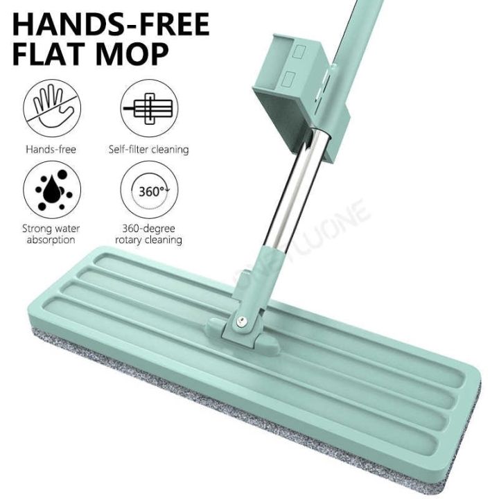 SKW 360 Rotation Flat Mop Floor Cleaning Microfiber Squeeze Mop Floor Clean Automatic ...