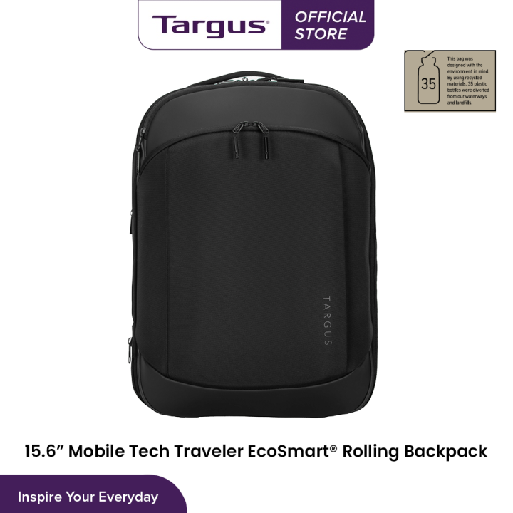 Targus TBR040GL 15.6” EcoSmart® Mobile Tech Traveler Rolling Backpack ...