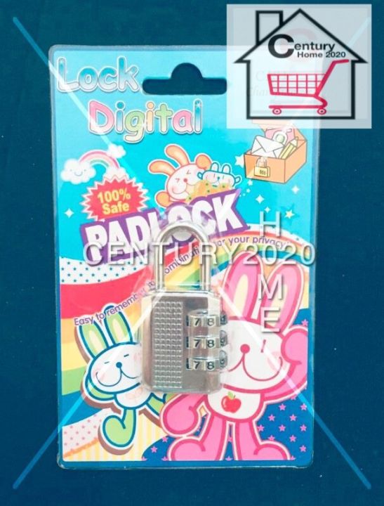 Push Button Padlock 3 Digit Push Numbers Button Combination Pad Lock ...